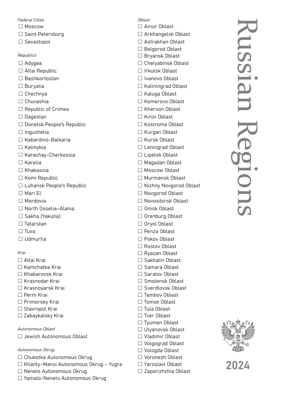 Printable Collection Lists – World of Postcards